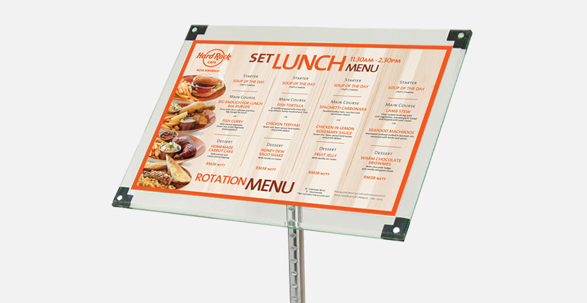 Menu Board - Glass Magnetic Fix - Wage Print Shop