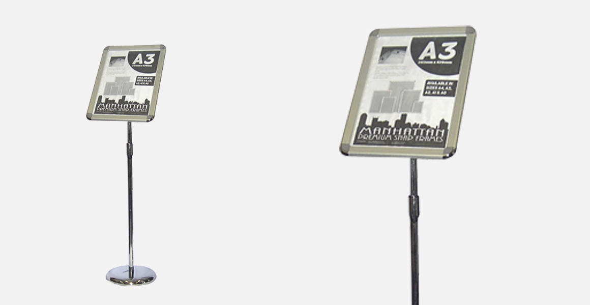 Menu Board - Snap Frame 32mm -1xA3 (Adjustable Pole) - Wage Print Shop