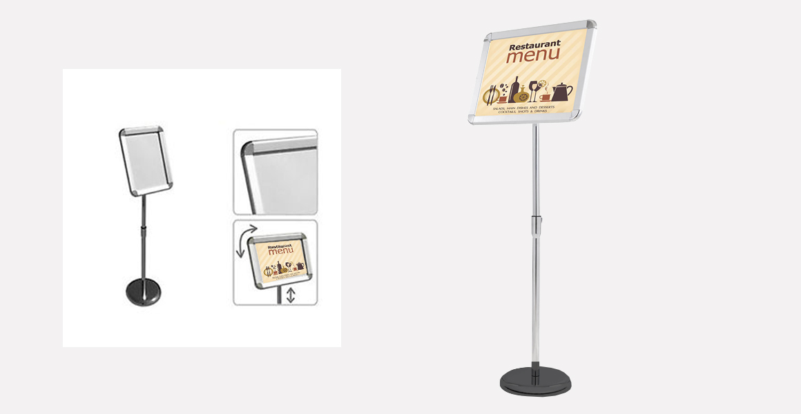 Menu Board - Snap Frame 32mm -1xA3 (Adjustable Pole) - Wage Print Shop